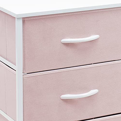 Sorbus Dresser with 6 Drawers - Furniture Storage Tower Unit for Bedroom, Hallway, Closet, Office Organization - Steel Frame, Wood Top, Easy Pull Fabric Bins (6-Drawer, Pastel Pink)