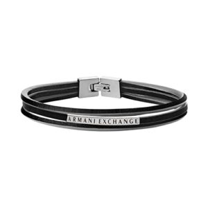 armani exchange men’s black leather multi-strand bracelet (model: axg0085040)