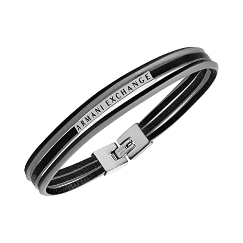 Armani Exchange Men's Black Leather Multi-Strand Bracelet (Model: AXG0085040)