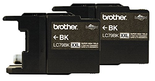 Genuine Brother LC79BK (LC-79BK) Super High Yield Black Ink Cartridge 2-Pack