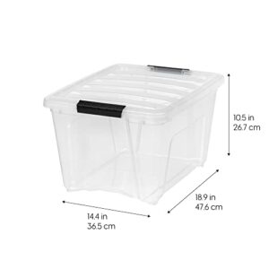 IRIS USA 32 Qt. Plastic Storage Container Bin with Secure Lid and Latching Buckles, 6 pack - Clear, Durable Stackable Nestable Organizing Tote Tub Box Toy General Organization Medium