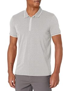 a|x armani exchange men’s logo zip jersey polo, heather grey b09b, x-large