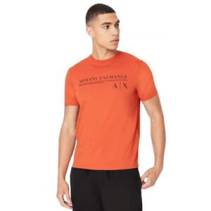 a|x armani exchange men’s underlined logo design slim fit t-shirt, rooibos tea, m