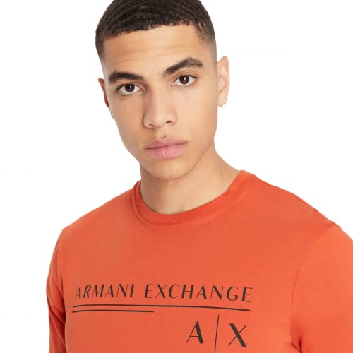 A|X ARMANI EXCHANGE Men's Underlined Logo Design Slim Fit T-Shirt, Rooibos Tea, M