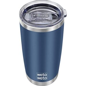 wetoweto 20oz tumbler, stainless steel vacuum insulated water coffee tumbler cup, double wall powder coated spill-proof travel mug thermal cup for home outdoor (navy blue, 1 pack)