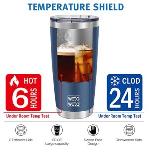 WETOWETO 20oz Tumbler, Stainless Steel Vacuum Insulated Water Coffee Tumbler Cup, Double Wall Powder Coated Spill-Proof Travel Mug Thermal Cup for Home Outdoor (Navy Blue, 1 Pack)