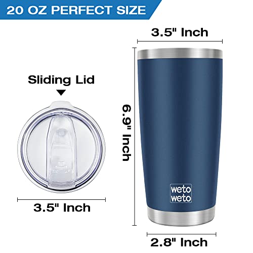 WETOWETO 20oz Tumbler, Stainless Steel Vacuum Insulated Water Coffee Tumbler Cup, Double Wall Powder Coated Spill-Proof Travel Mug Thermal Cup for Home Outdoor (Navy Blue, 1 Pack)