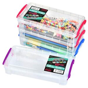 6 Pack Large Capacity Pencil Box, Stackable Clear Plastic Pencil Box, Office Supplies Storage Organizer Box, Brush Painting Pencils Storage Box Watercolor Pen Container, 8.15" x 1.65" x 4"