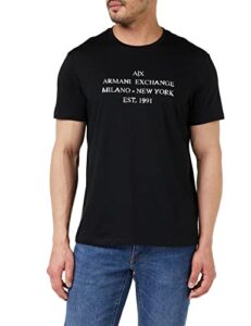 a|x armani exchange armani exchange men’s est 1991 logo tee, black, medium