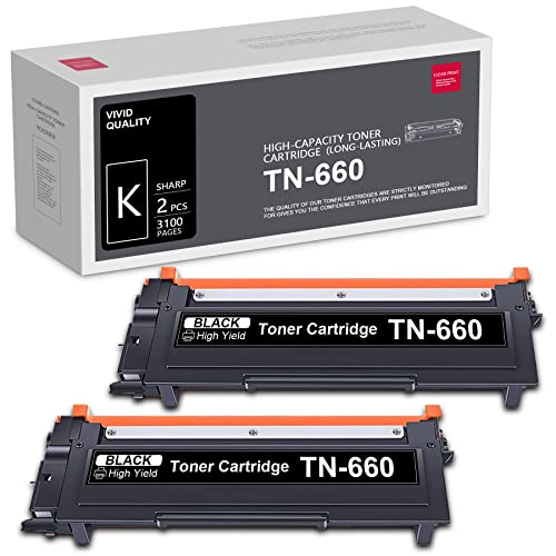 YOISNER Compatible Toner Cartridge Replacement for Brother TN660 TN-660BK TN660BK HL-L2300D L2305W L2315DW L2320D L2340DW MFC-L2680W L2685DW L2700DW DCP-L2520DW L2540DW Printer (Black,2-Pack)