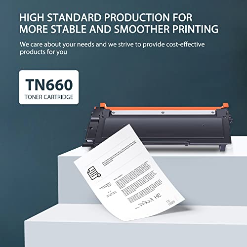 YOISNER Compatible Toner Cartridge Replacement for Brother TN660 TN-660BK TN660BK HL-L2300D L2305W L2315DW L2320D L2340DW MFC-L2680W L2685DW L2700DW DCP-L2520DW L2540DW Printer (Black,2-Pack)