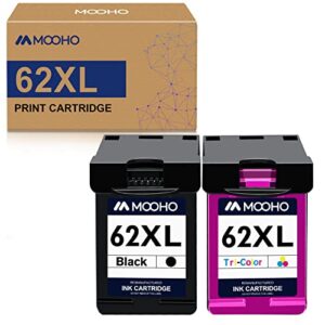 62xl ink cartridges replacement for hp 62xl ink cartridge combo pack for hp envy 5540 5640 5660 7640 7645 officejet 5740 5745 8040 officejet mobile 250 200 printer (1 black, 1 tri-color)