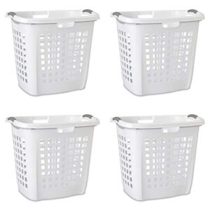 sterilite 12258004 ultra easy carry hamper, white hamper w/ titanium inserts, 4-pack