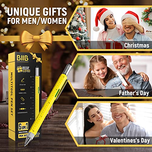 BIIB Gifts for Men, Multitool Pen, Tools Gadgets for Men, Fathers Gifts Unique Gifts for Dad, Birthday Gifts for Men Who Have Everything, Husband, Grandpa, Boyfriend, Him, DIY Handyman