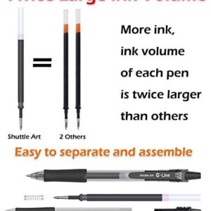 Black Gel Pens, 70 Pack Shuttle Art Retractable Medium Point Rollerball Gel Ink Pens Smooth Writing with Comfortable Grip for Office School Home Work