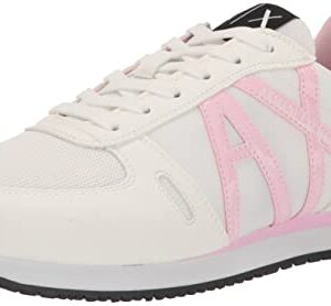 A|X ARMANI EXCHANGE Women's AX Rio Logo Sneakers, Opt. White + Lilac, 8