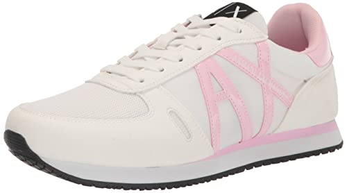 A|X ARMANI EXCHANGE Women's AX Rio Logo Sneakers, Opt. White + Lilac, 8