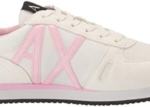 A|X ARMANI EXCHANGE Women's AX Rio Logo Sneakers, Opt. White + Lilac, 8