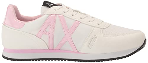 A|X ARMANI EXCHANGE Women's AX Rio Logo Sneakers, Opt. White + Lilac, 8