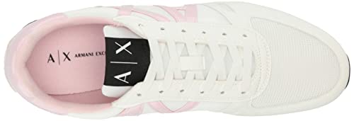 A|X ARMANI EXCHANGE Women's AX Rio Logo Sneakers, Opt. White + Lilac, 8