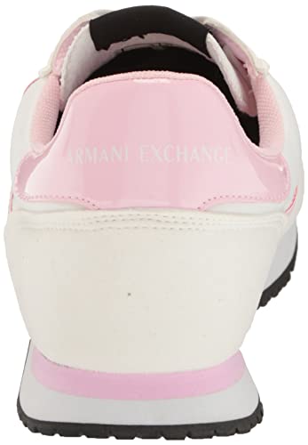 A|X ARMANI EXCHANGE Women's AX Rio Logo Sneakers, Opt. White + Lilac, 8