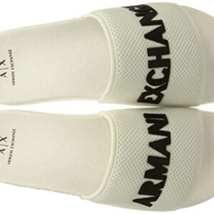 A|X ARMANI EXCHANGE Men's Slip On Sandal Slide, White+Off White, 11