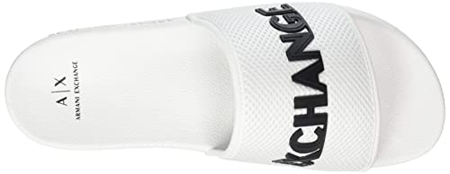 A|X ARMANI EXCHANGE Men's Slip On Sandal Slide, White+Off White, 11