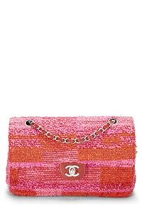 chanel, pre-loved multicolor tweed half flap medium, multi