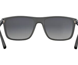 Emporio Armani Men's EA4033 Square Sunglasses, Black/Grey Rubber/Polarized Grey Gradient, 56 mm