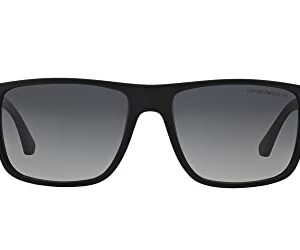 Emporio Armani Men's EA4033 Square Sunglasses, Black/Grey Rubber/Polarized Grey Gradient, 56 mm