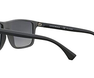 Emporio Armani Men's EA4033 Square Sunglasses, Black/Grey Rubber/Polarized Grey Gradient, 56 mm