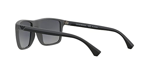 Emporio Armani Men's EA4033 Square Sunglasses, Black/Grey Rubber/Polarized Grey Gradient, 56 mm