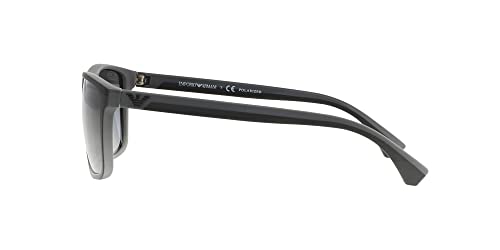 Emporio Armani Men's EA4033 Square Sunglasses, Black/Grey Rubber/Polarized Grey Gradient, 56 mm