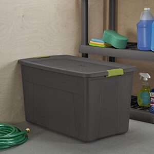 sterilite 19453v04 35 gallon/ 132 liter latch tote, flat gray lid & base w/ soft fern latches, 4-pack