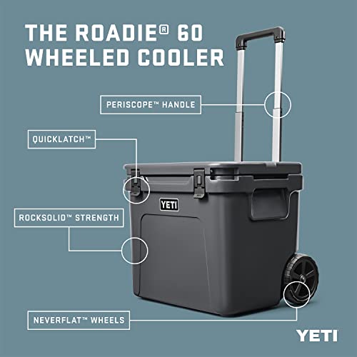 YETI Roadie 60 Wheeled Cooler with Retractable Periscope Handle, White