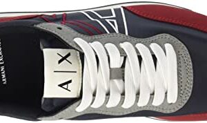 A|X ARMANI EXCHANGE Men's Logo Outline Nylon Sneakers, Navy+Red, 10