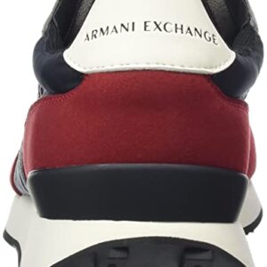 A|X ARMANI EXCHANGE Men's Logo Outline Nylon Sneakers, Navy+Red, 10