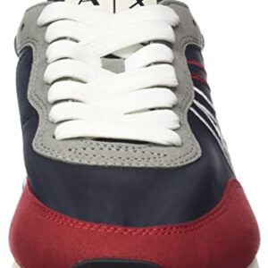 A|X ARMANI EXCHANGE Men's Logo Outline Nylon Sneakers, Navy+Red, 10