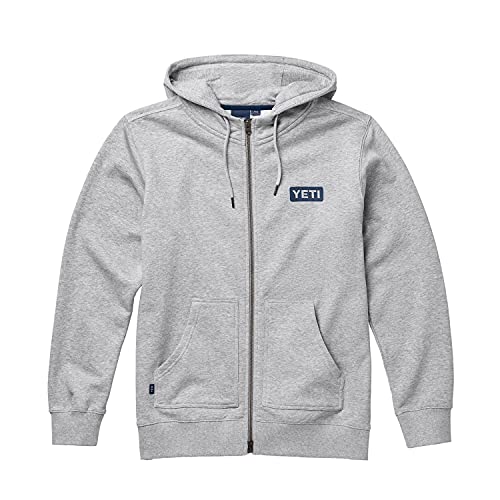 YETI Logo Badge Fleece Full Zip Hoodie, Heather Gray, Large