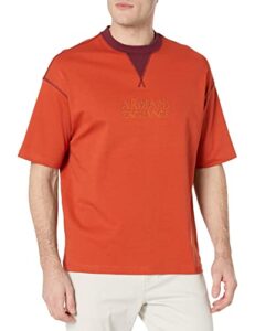 a|x armani exchange men’s printed logo half sleeve tshirt, rooibos tea, m