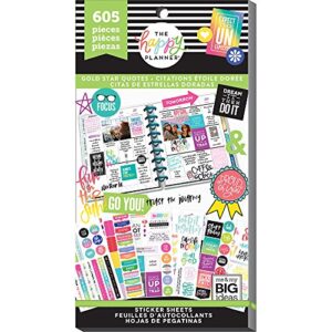 me & my big ideas sticker value pack for classic planner – the happy planner scrapbooking supplies – gold star quotes theme – multi-color & gold foil – projects & albums – 30 sheets, 605 stickers