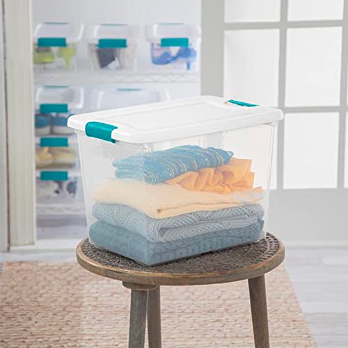 Sterilite Multipurpose 25 Quart Capacity Clear Plastic Storage Tote Home and Office Organization Bins with Latching Lids and Handles, (12 Pack)