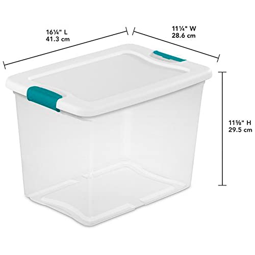 Sterilite Multipurpose 25 Quart Capacity Clear Plastic Storage Tote Home and Office Organization Bins with Latching Lids and Handles, (12 Pack)