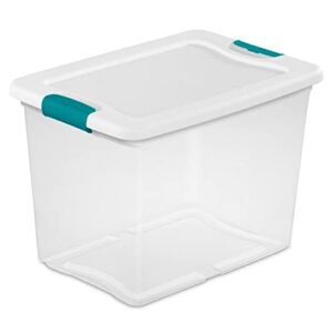 Sterilite Multipurpose 25 Quart Capacity Clear Plastic Storage Tote Home and Office Organization Bins with Latching Lids and Handles, (12 Pack)