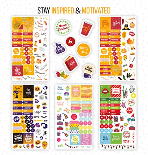 [Expanded] Aesthetic Planner Stickers - Seasonal, Productivity & Decorative Stickers for Women - 23 Sheets / 1397 pcs - Ideal for Journals, Calendars, Planners