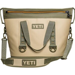 yeti hopper two 30 portable cooler, field tan / blaze orange