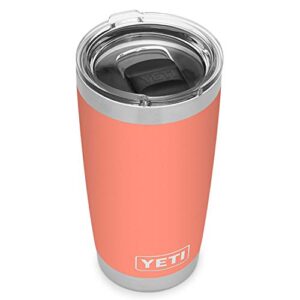 yeti rambler 20 oz tumbler, stainless steel, vacuum insulated with magslider lid, coral