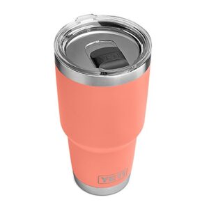 yeti rambler 30 oz stainless steel vacuum insulated tumbler w/magslider lid, coral