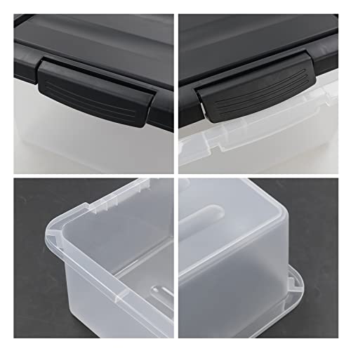 Teyyvn 14 L Clear Storage Box, 2-Pack Plastic Storage Bin with Black Lid