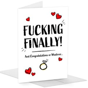 super funny engagement card by witty yeti. 5″x7″ fun greeting card. hilarious adult wedding gift for bride or groom. perfect way to say congratulations at bridal shower, bachelorette or bachelor party